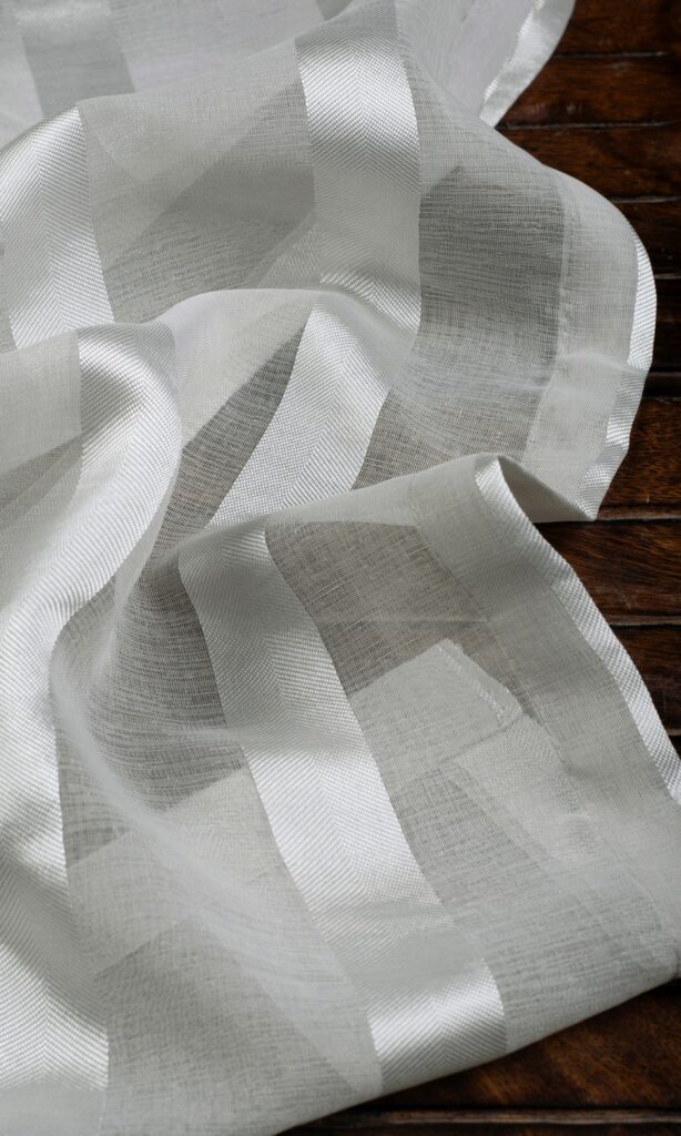 Striped Sheer Fabric Sample/ Swatch | Grey | Spiffy Spools