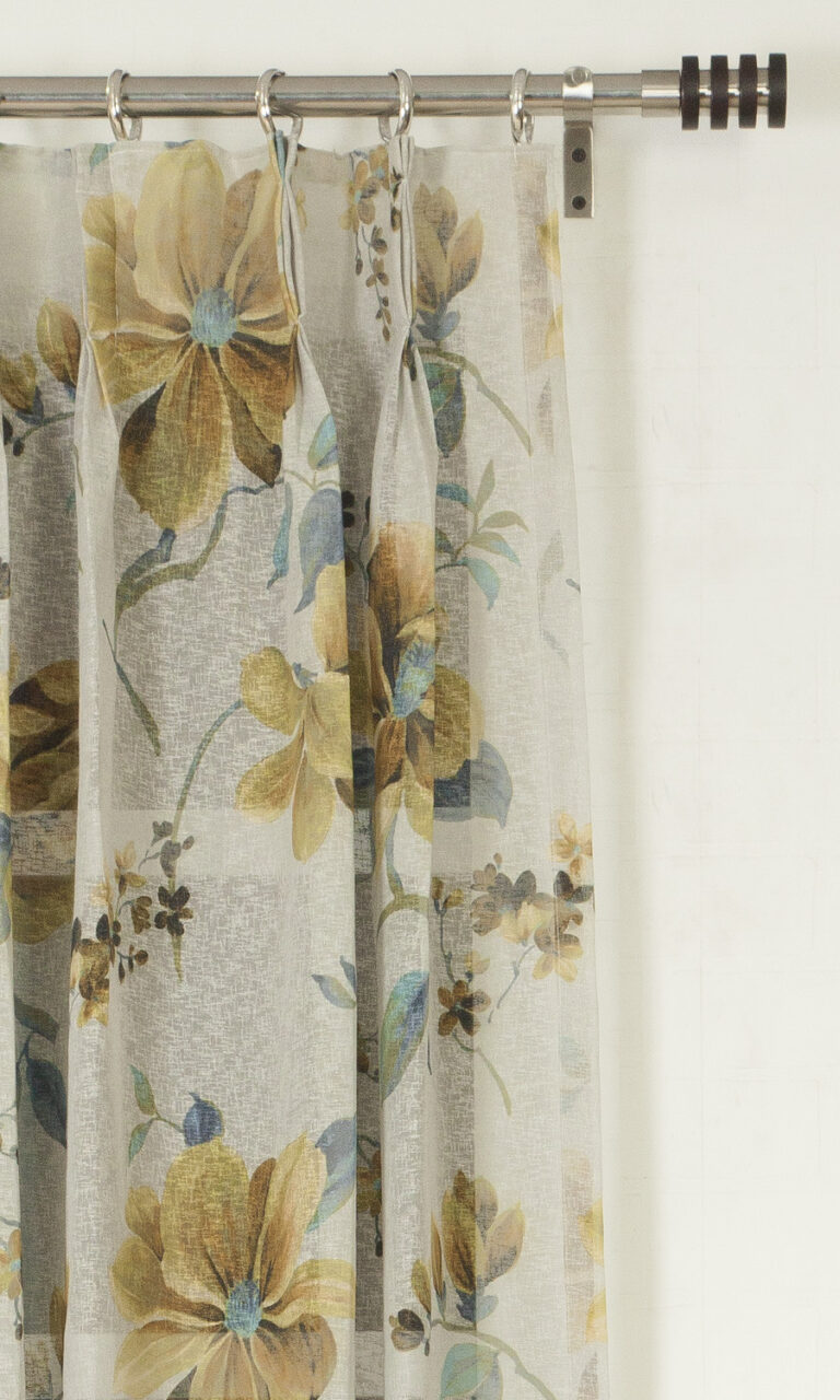 Floral Patterned Sheer Fabric I Yellow Home Textile Material