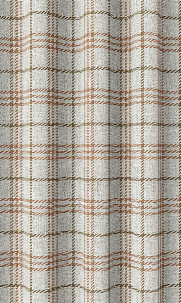 Check Patterned Curtains Online I Linen White & Muted Orange I Spiffy ...