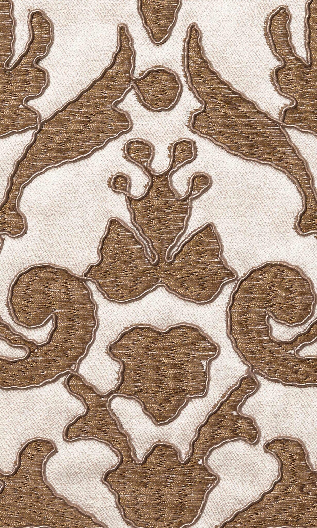 Geometric Patterned Fabric Sample/ Swatch I White/ Brown
