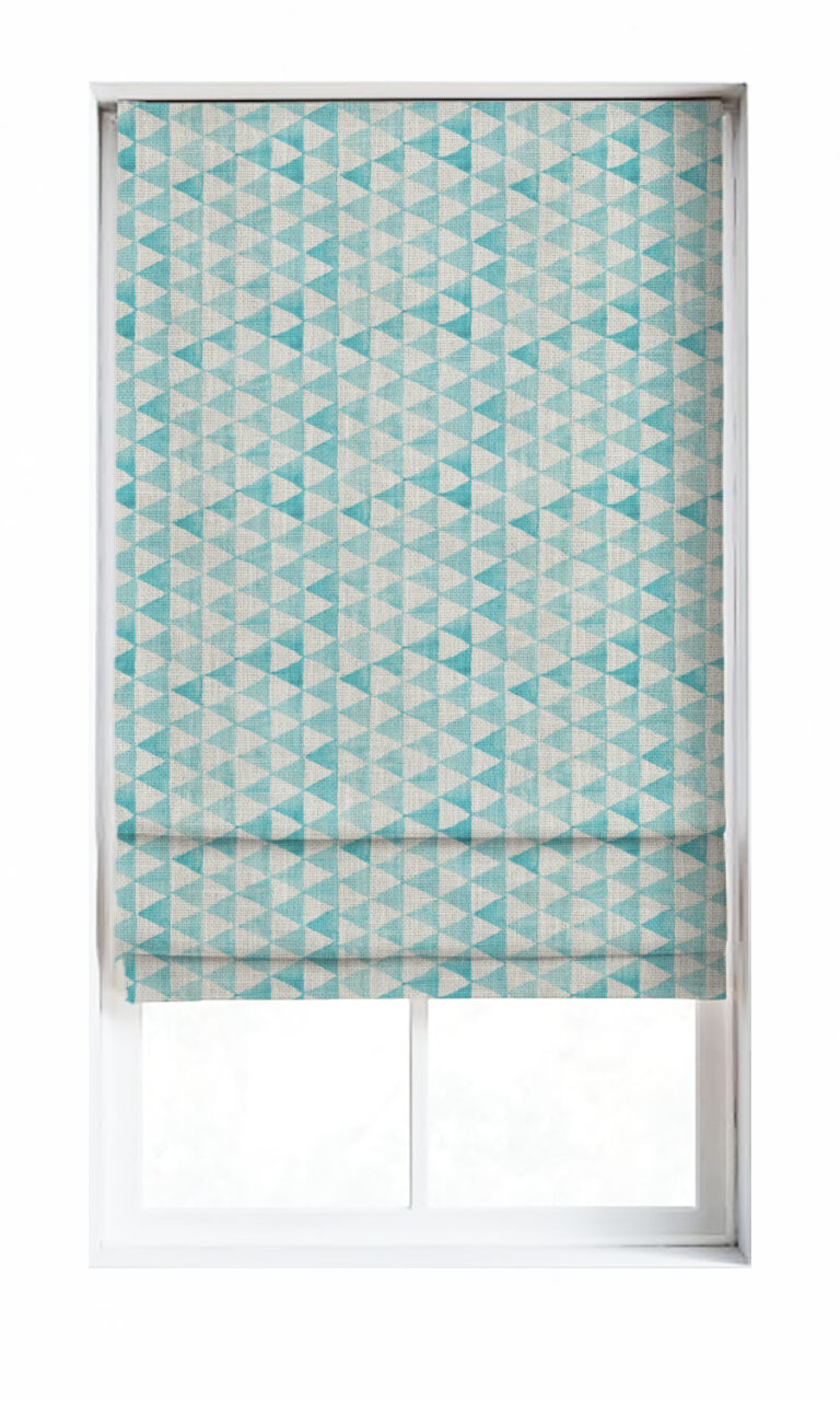 Custom Triagonal Drapes Online I Eggshell White/ Blue I Spiffy Spools
