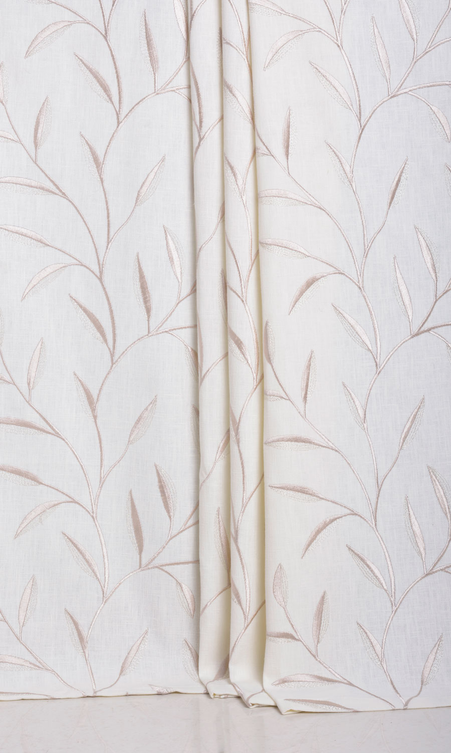 Poly-Linen Floral Embroidery Drapes Online I White/ Cream I Spiffy Spools
