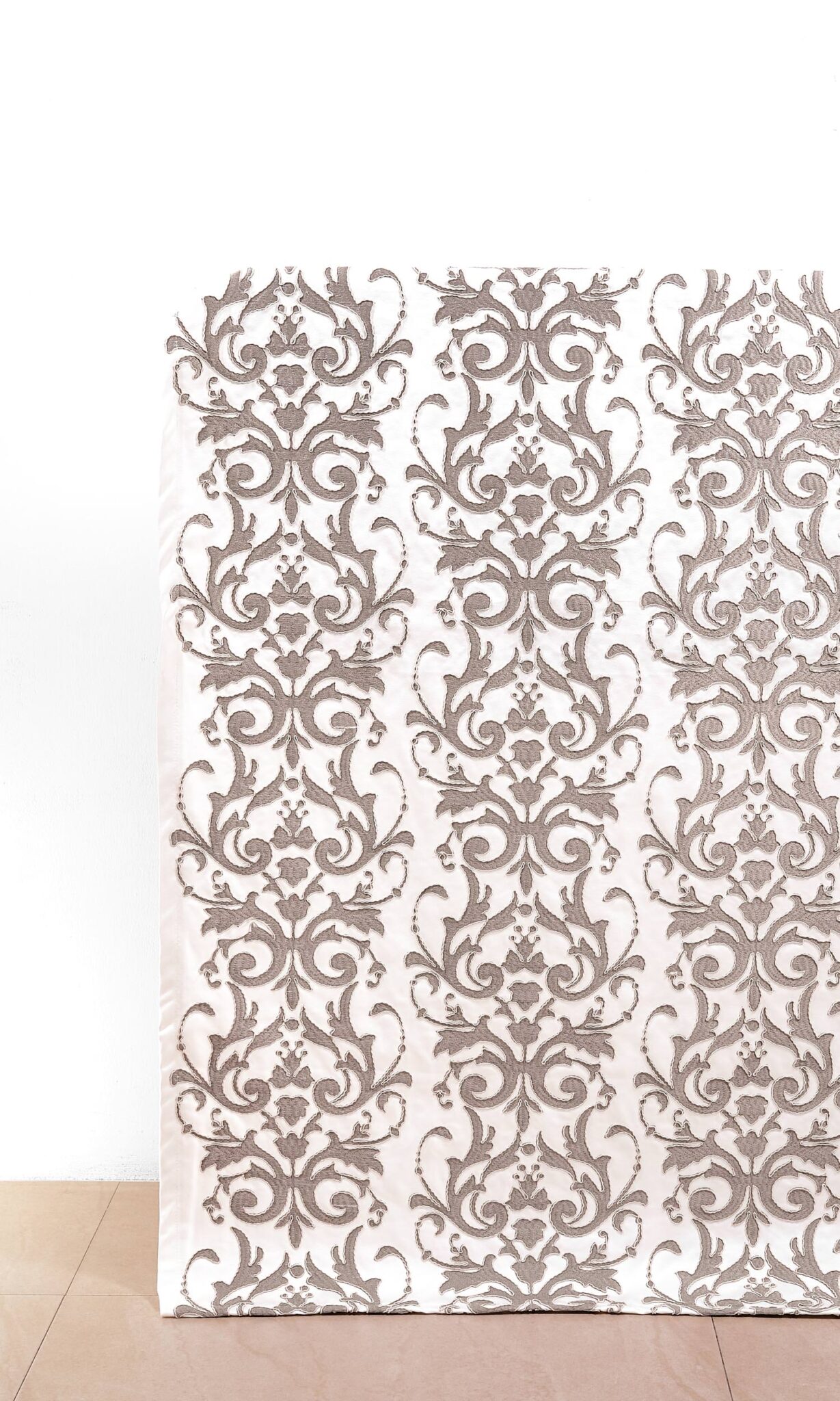 Geometric Patterned Fabric Sample/ Swatch I White/ Grey