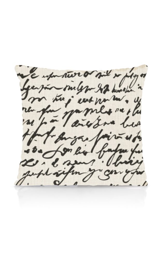 Script Print Curtains/ Drapes Online I Black/ Milky White I Spiffy Spools