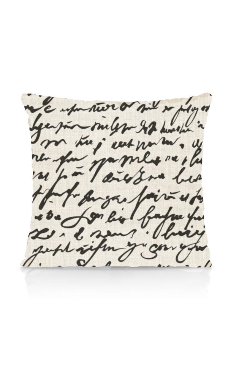 Script Print Curtains/ Drapes Online I Black/ Milky White I Spiffy Spools